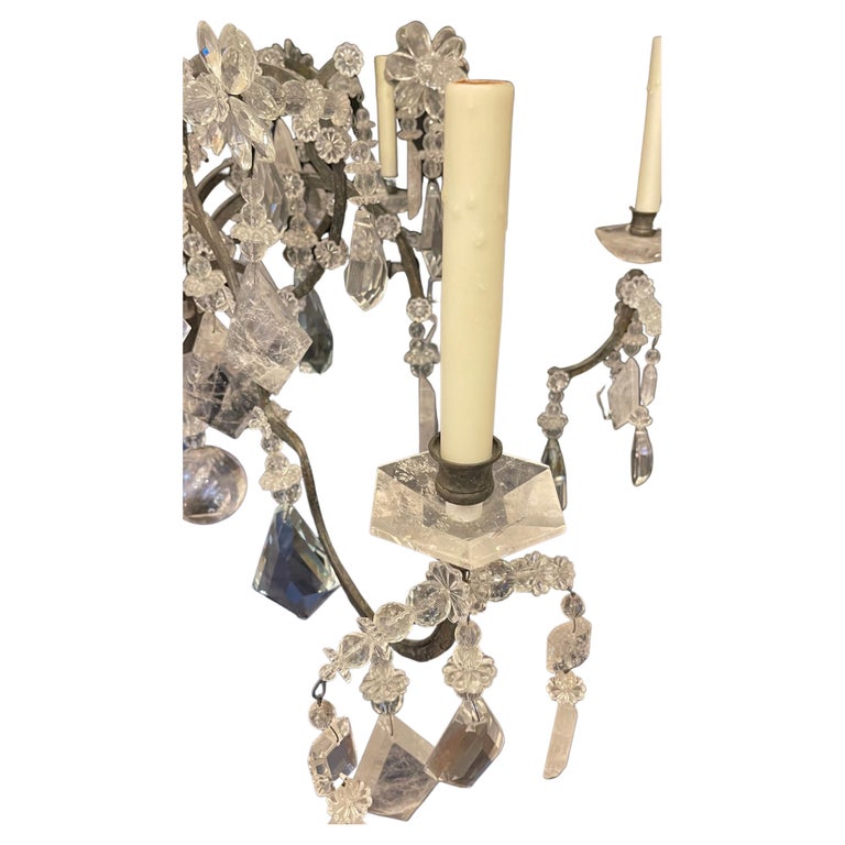 Wonderful Very Large French Wrought Iron and Rock Crystal Maison Baguès ...