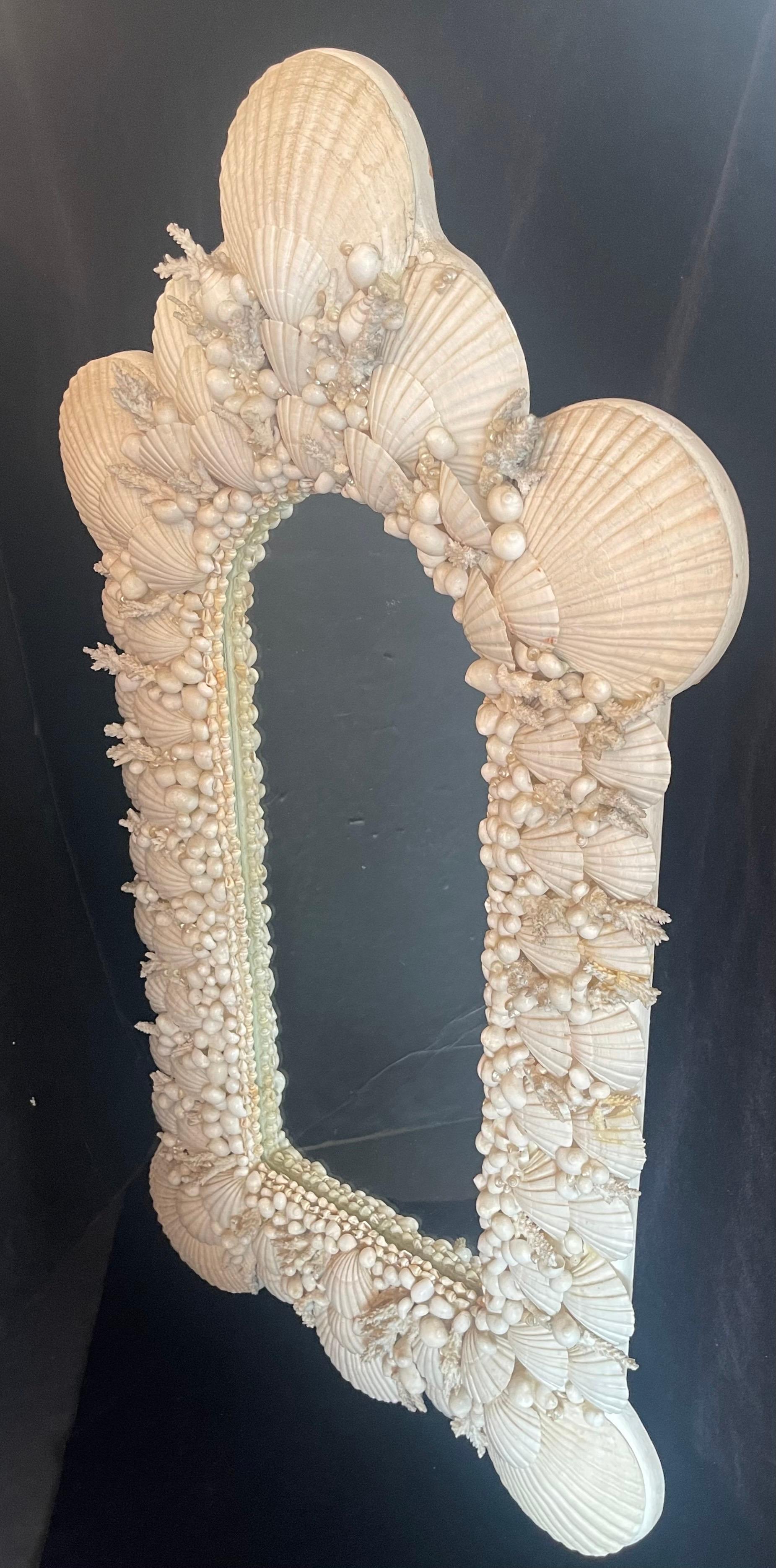 Wonderful Vintage Coastal Hand Made Sea Shell Encrusted Mirror For Sale ...