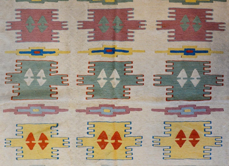 Wonderful Vintage Indian Dhurrie Rug at 1stDibs
