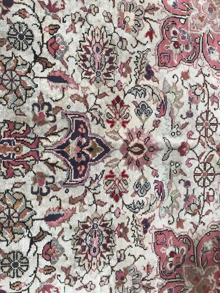 Wonderful Vintage Silk Turkish Kayseri Rug For Sale at 1stDibs