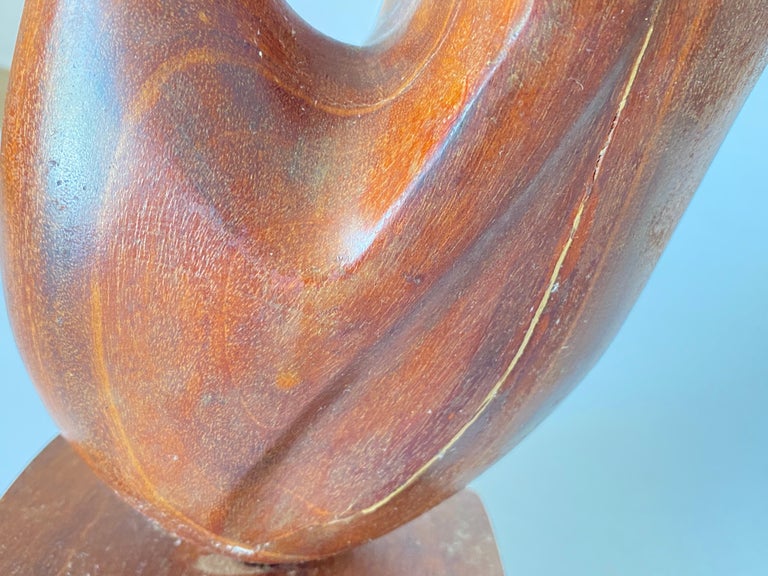 Wood Abstract Sculpture in the Style of Alexandre Noll Brown Color ...