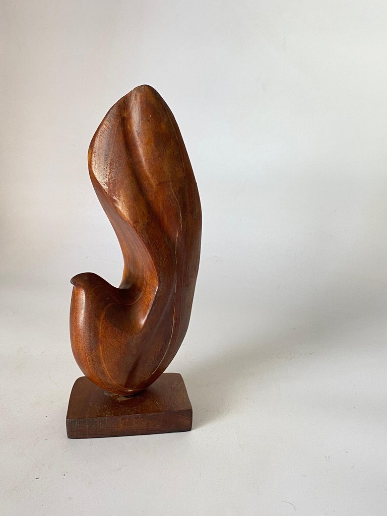 Wood Abstract Sculpture in the Style of Alexandre Noll Brown Color ...