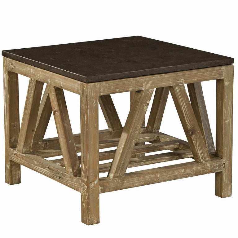 Wood and Bluestone Side Table For Sale at 1stDibs