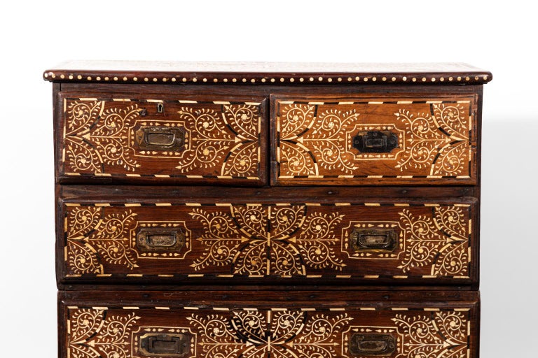 Wood and Bone Inlay Campaign Chest of Drawers at 1stDibs | bone inlay ...
