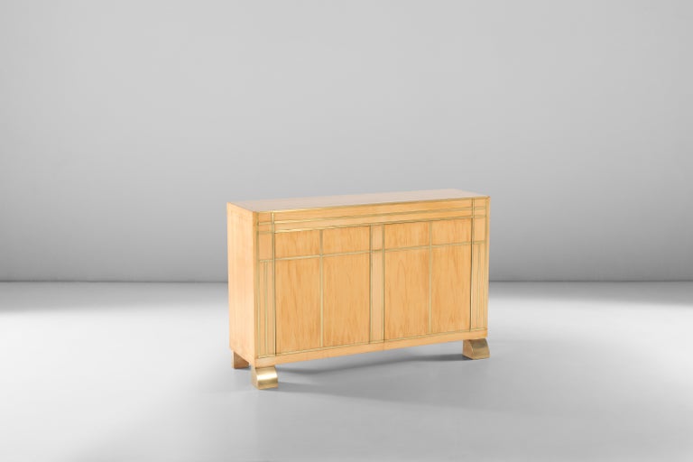 Wood and Brass Credenza by Sandro Petti, Made in Italy 1970s For Sale ...