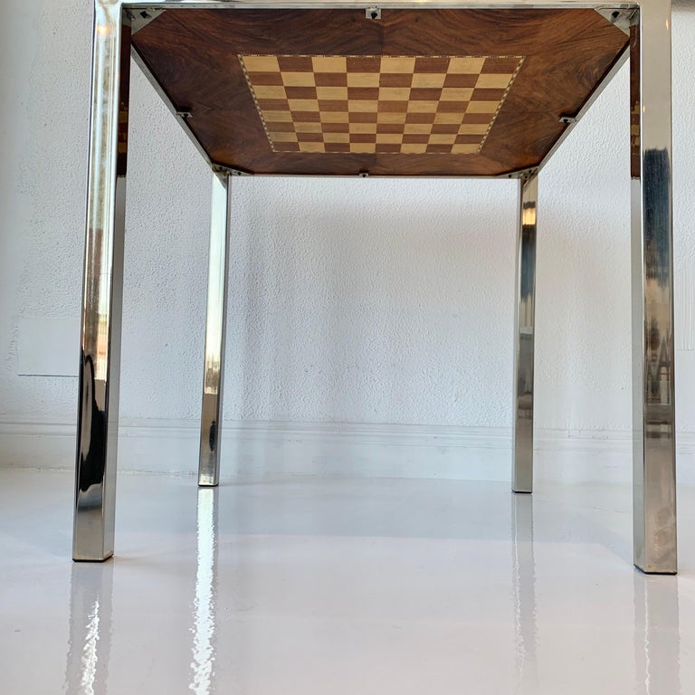 Wood and Chrome Backgammon/Chess Table at 1stDibs