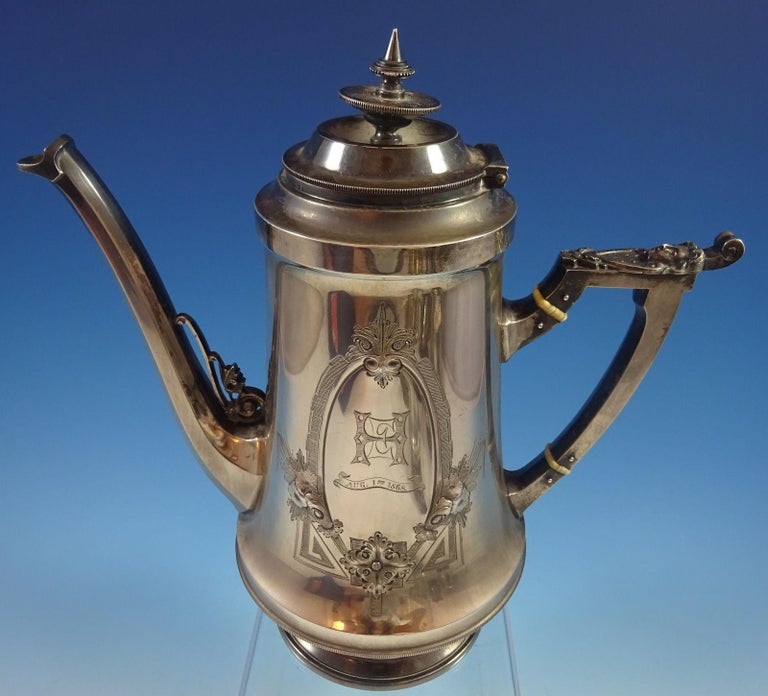 Wood and Hughes Coin Silver Tea Set 5-Piece Civil War Period with 3-D ...