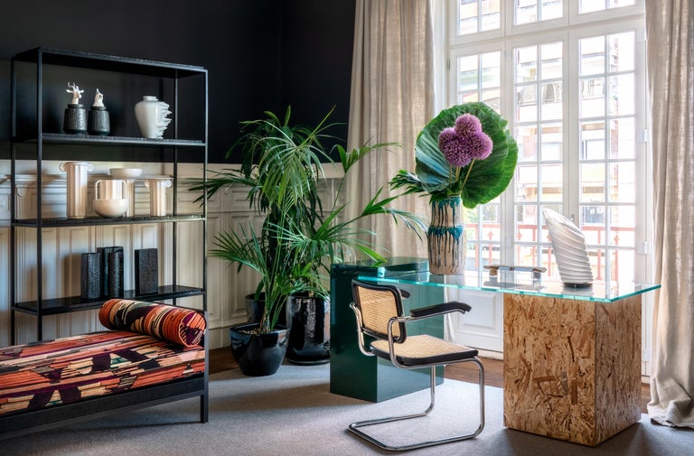 Wood Apart Desk in lacquered wood, OSB wood and tempered glass For Sale ...
