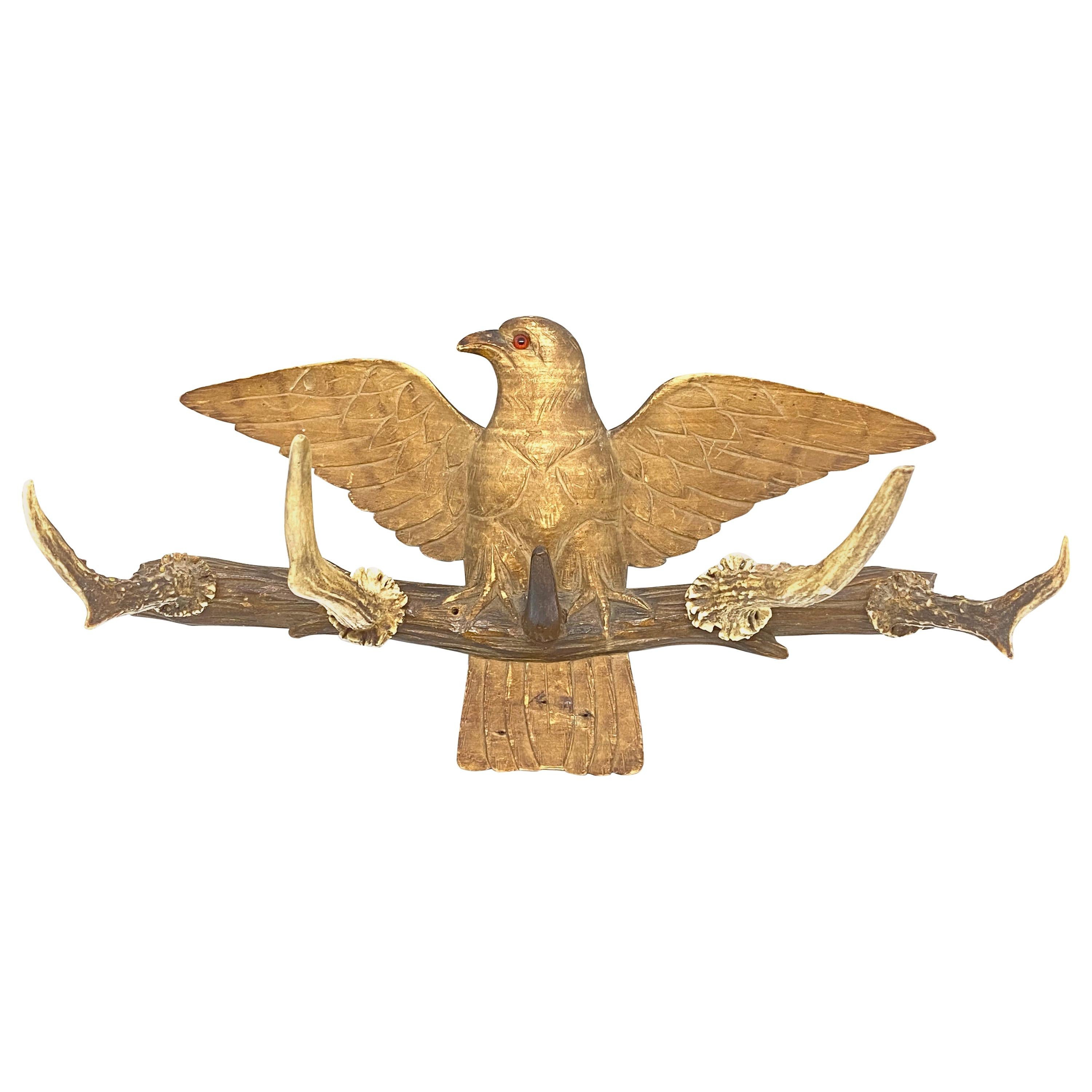 Wood Carved Eagle Brienz German Black Forest Hat Coat Rack with Deer ...