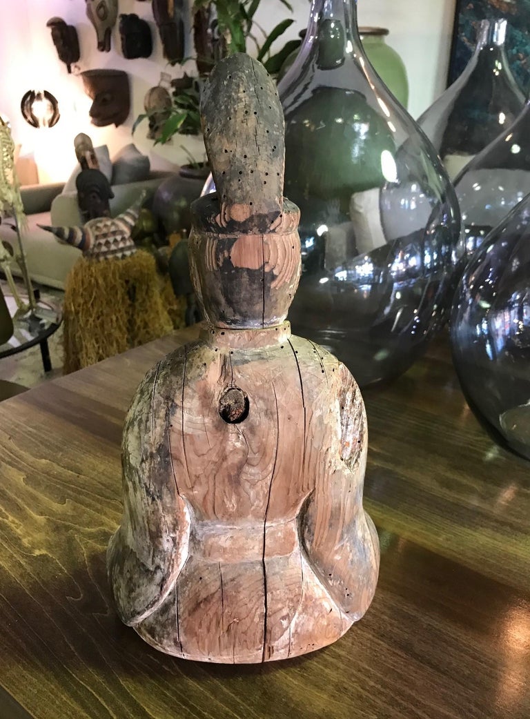 Wood Carved Polychrome Japanese Temple Shrine Shinto Priest Figure ...