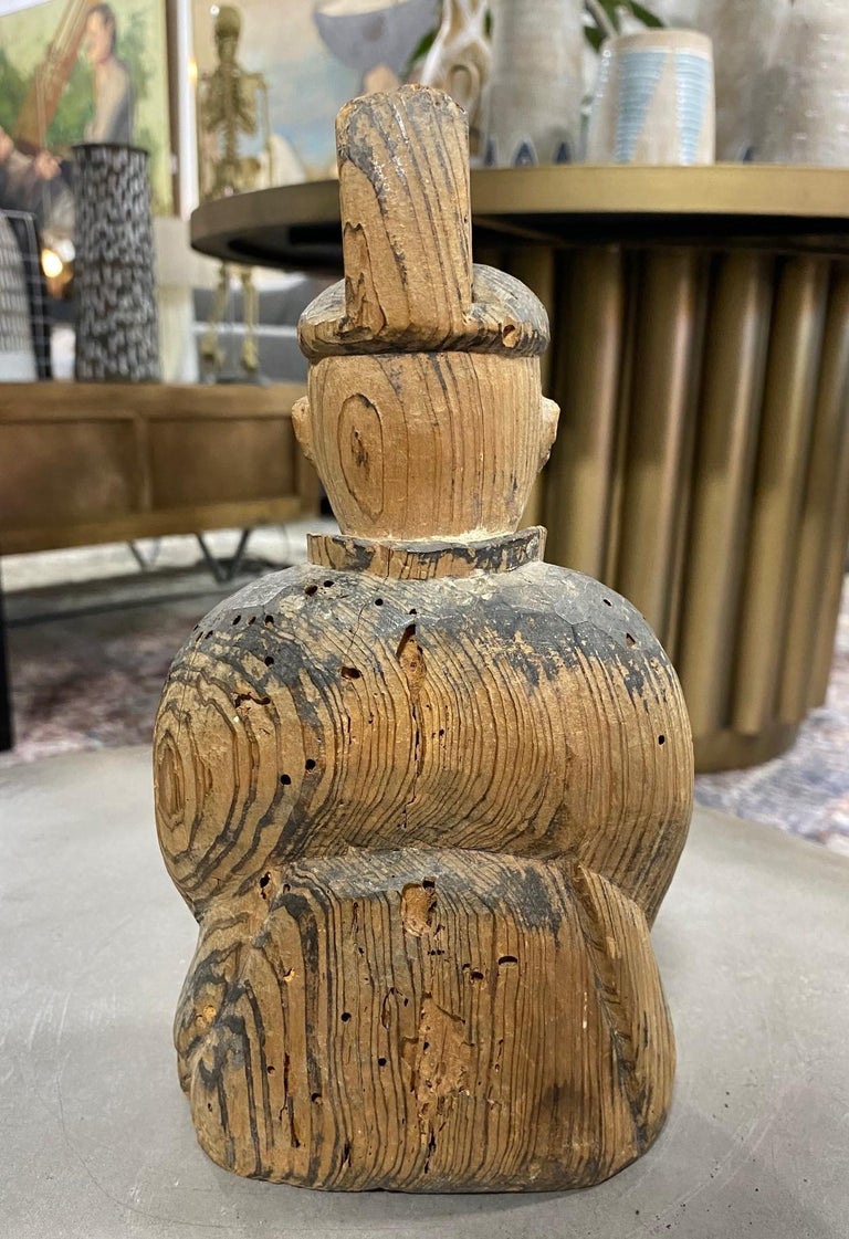 Japanese Wood Carved Polychrome Temple Shrine Shinto Priest Figure, Edo ...