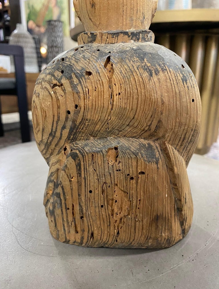 Japanese Wood Carved Polychrome Temple Shrine Shinto Priest Figure, Edo ...