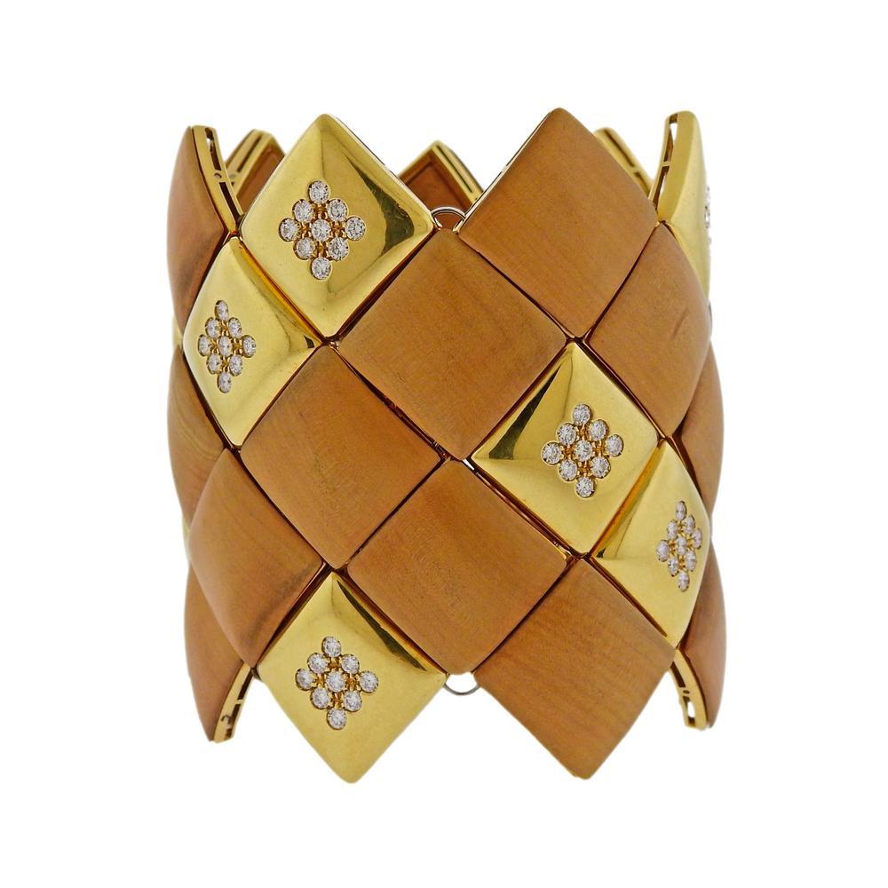 Stunning Wide Diamond Bracelet For Sale at 1stDibs | thick diamond ...