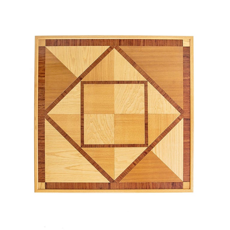Wood Dining Table with Geometric Inlay For Sale at 1stDibs