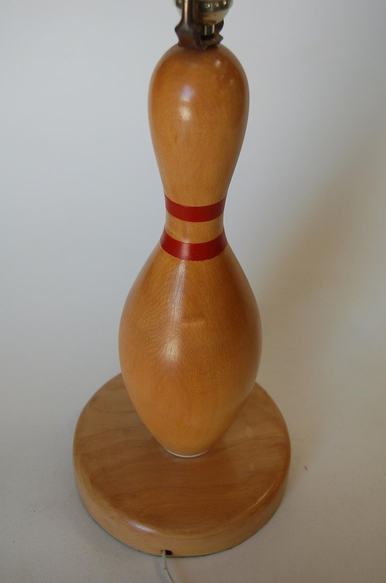 Wood Dix Tournament Select Real Bowling Pin Table Lamp For Sale at 1stDibs