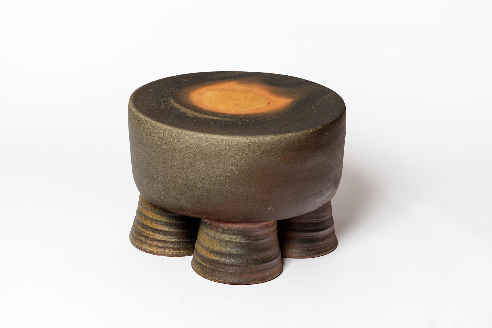 Wood fired ceramic stool or coffee table by Mia Jensen, 2024. For Sale ...