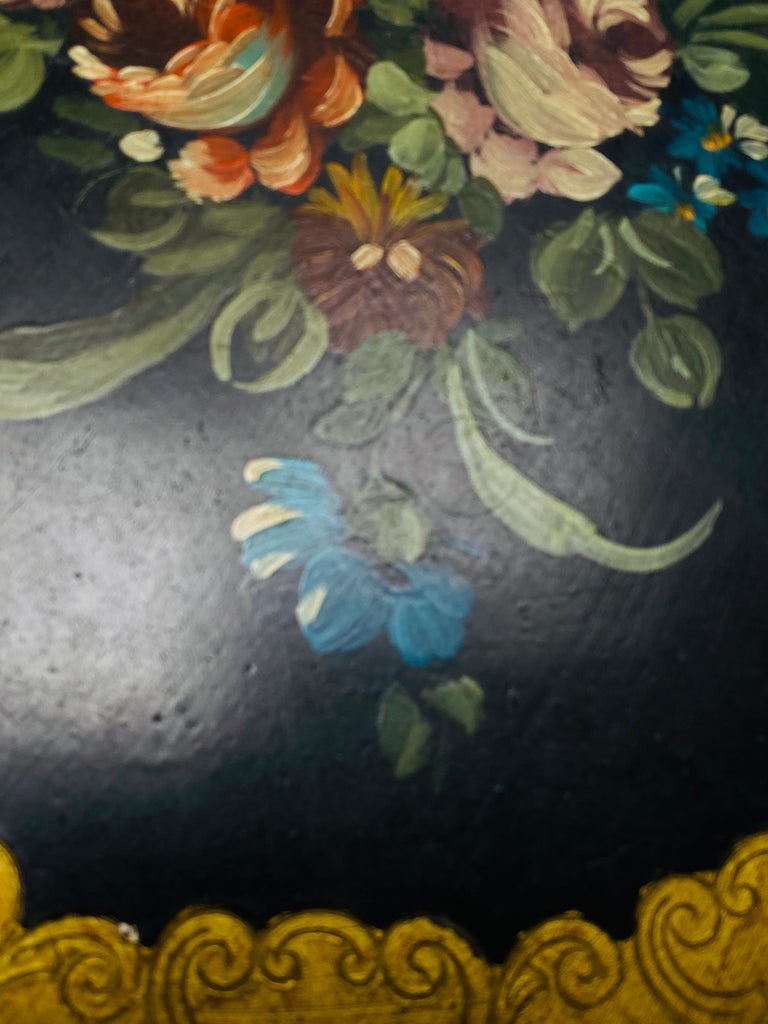 Wood Florentine Platter, Hand Painted with Floral Decor Patterns, Italy ...