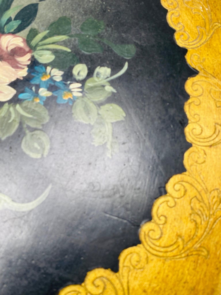 Wood Florentine Platter, Hand Painted with Floral Decor Patterns, Italy ...