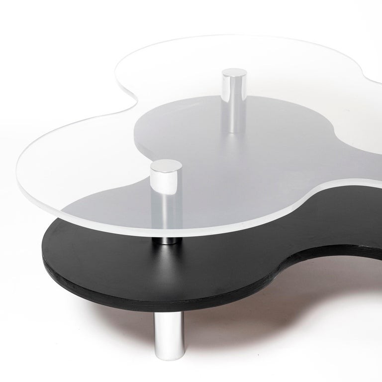 Wood, Formica, Acrylic and Chrome Metal Low Table, Italy, circa 1980 ...