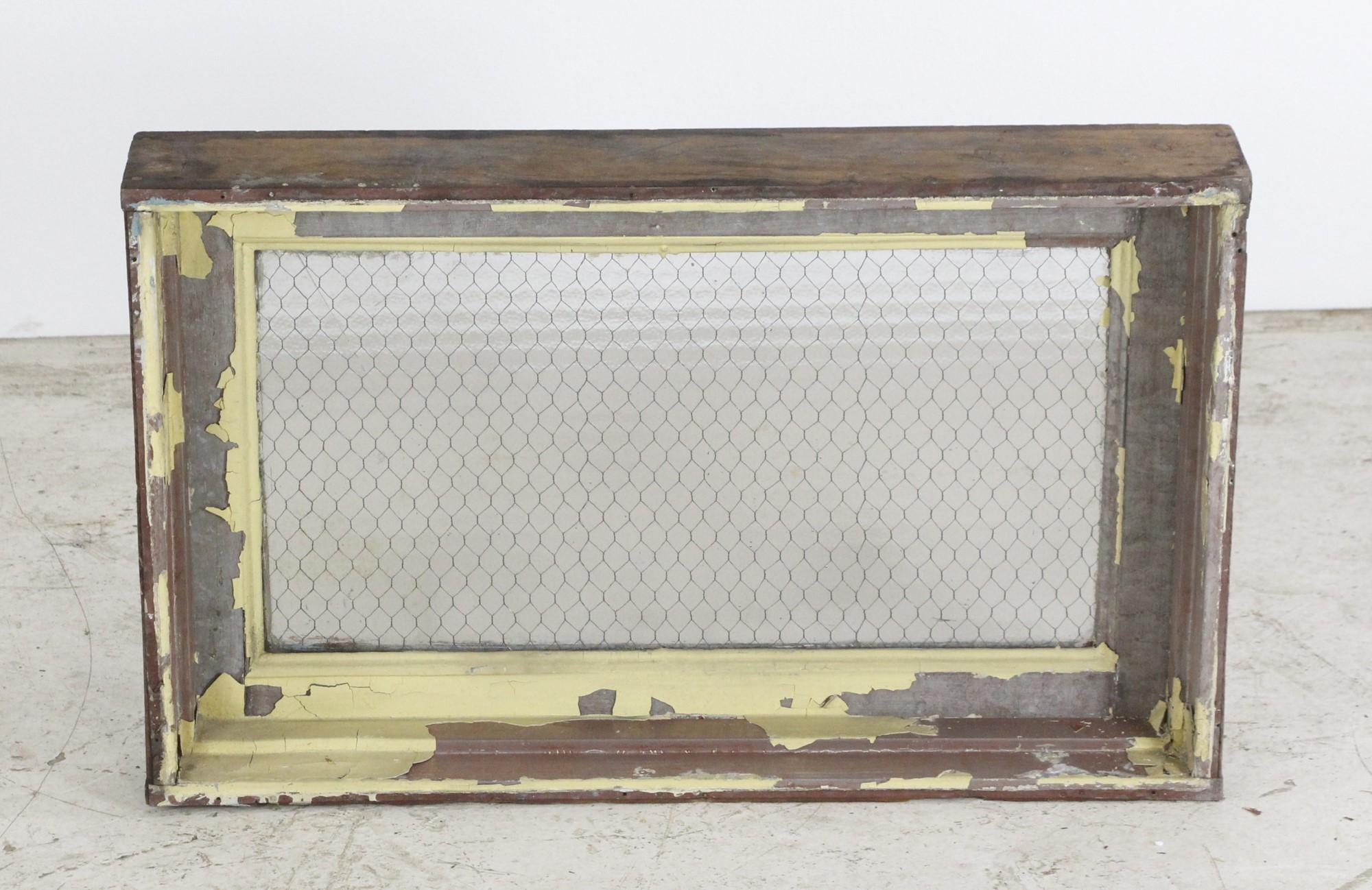 Wood Frame Chicken Wire Glass Transom Window For Sale at 1stDibs | wood ...