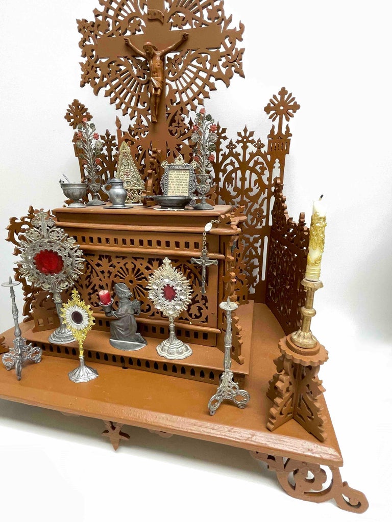Wood Fretwork House Altar with Accessories Black Forest Folk Art 1900s ...