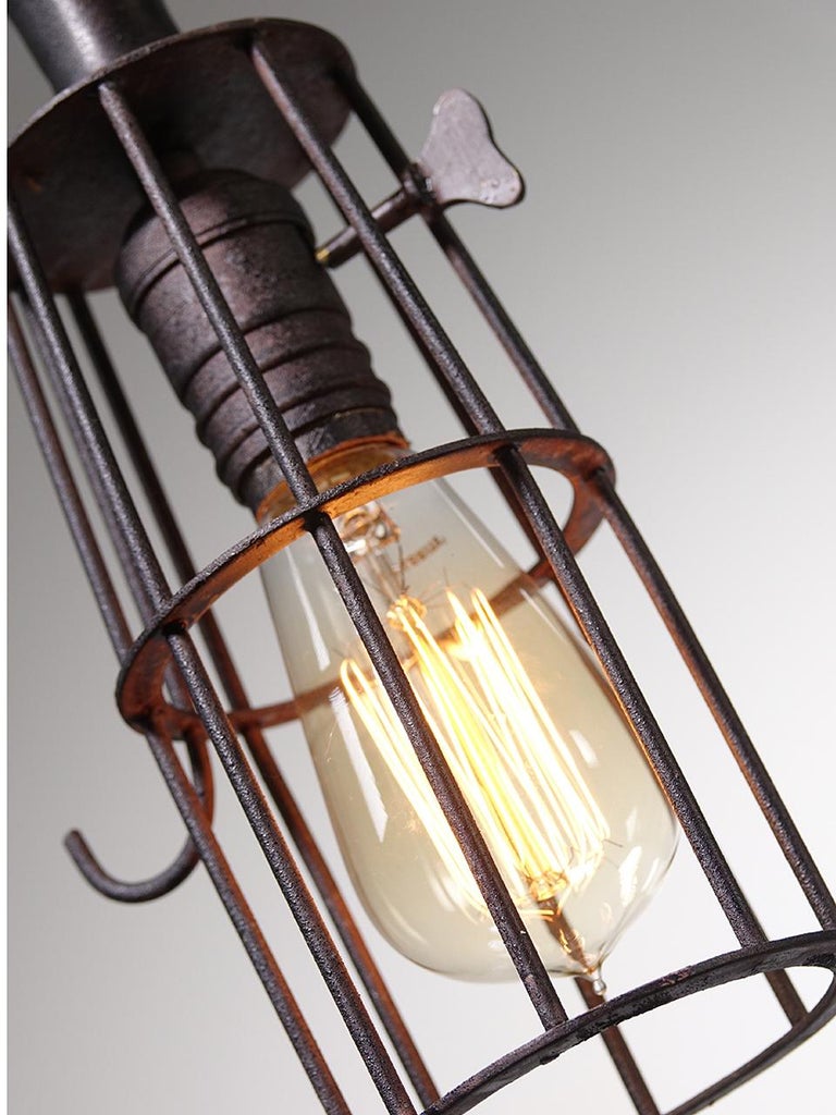 Wood Handle Cage Lamp For Sale at 1stDibs