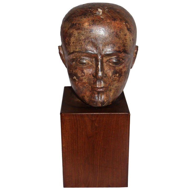 19th Century Colonial Indian Wood Head For Sale at 1stDibs