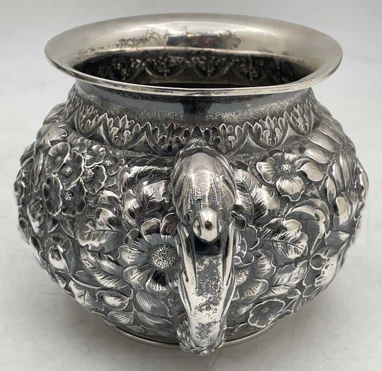 Wood and Hughes Sterling Silver 6-Piece Repousse 19th Century Tea Set ...