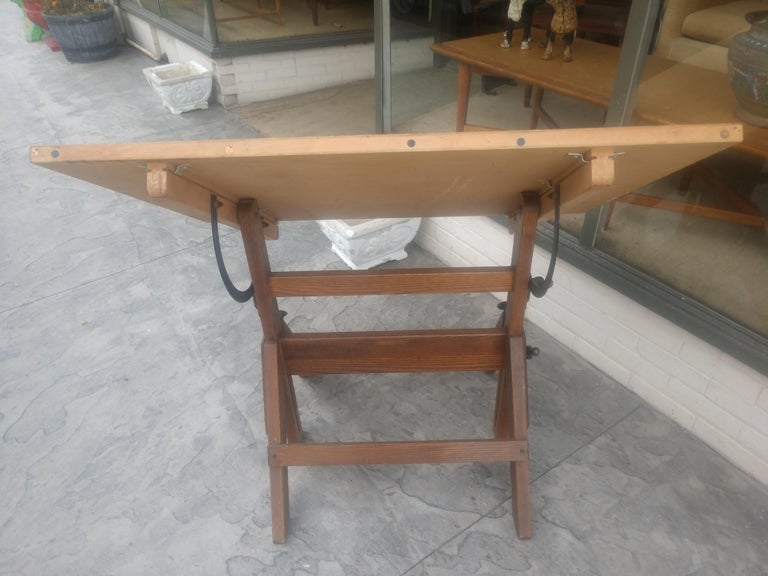 Wood and Iron Adjustable Drafting Table, circa 1950 at 1stDibs
