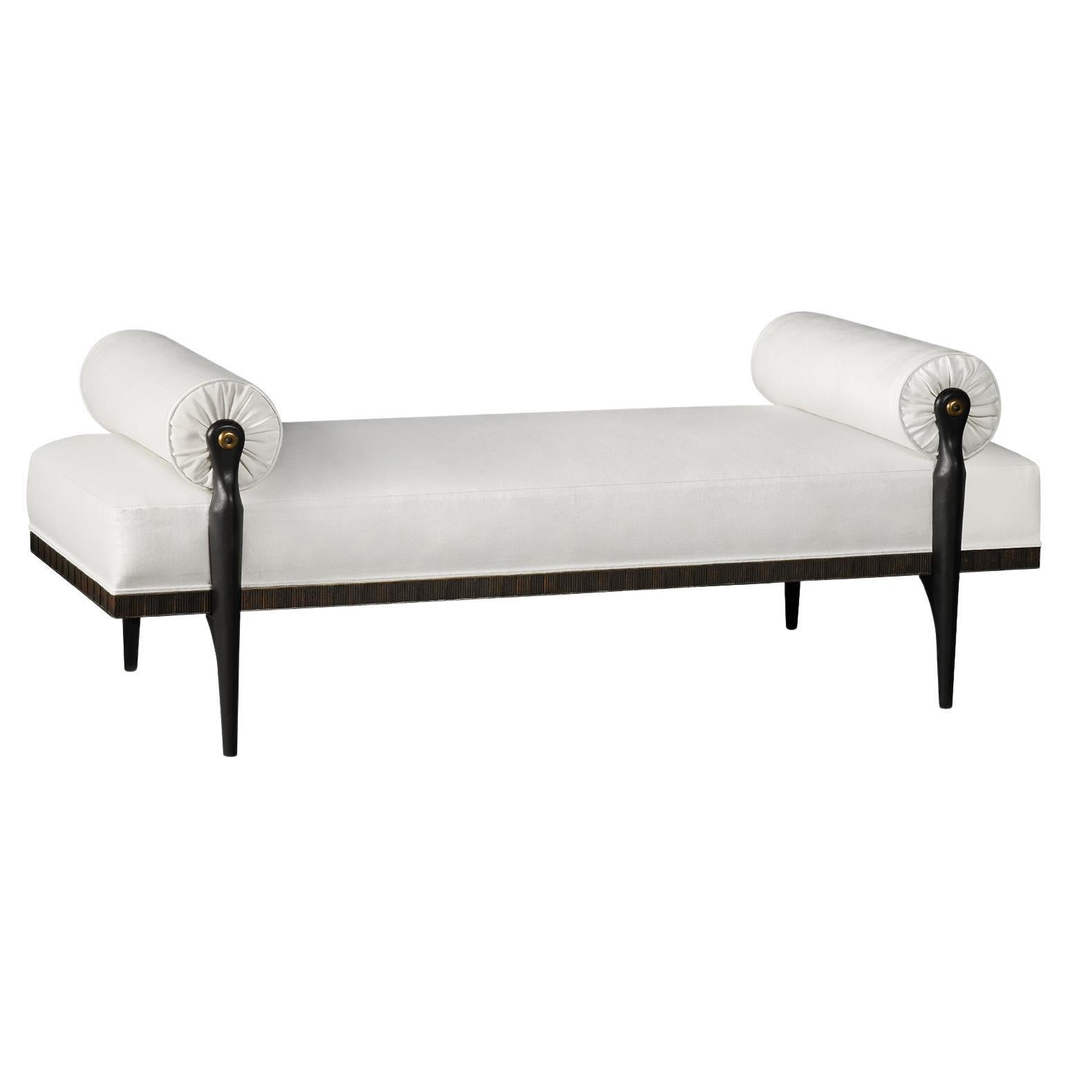 Wood and Iron base Gueret Bench with 2 rollers, rustic finish and ...