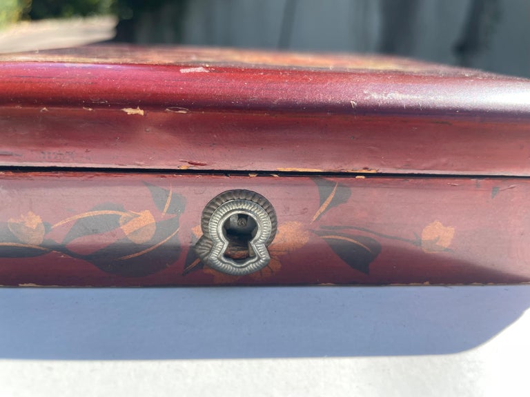 Wood Lidded Box, Hand-Painted and Lacquered, Japanese, Early 20Century ...