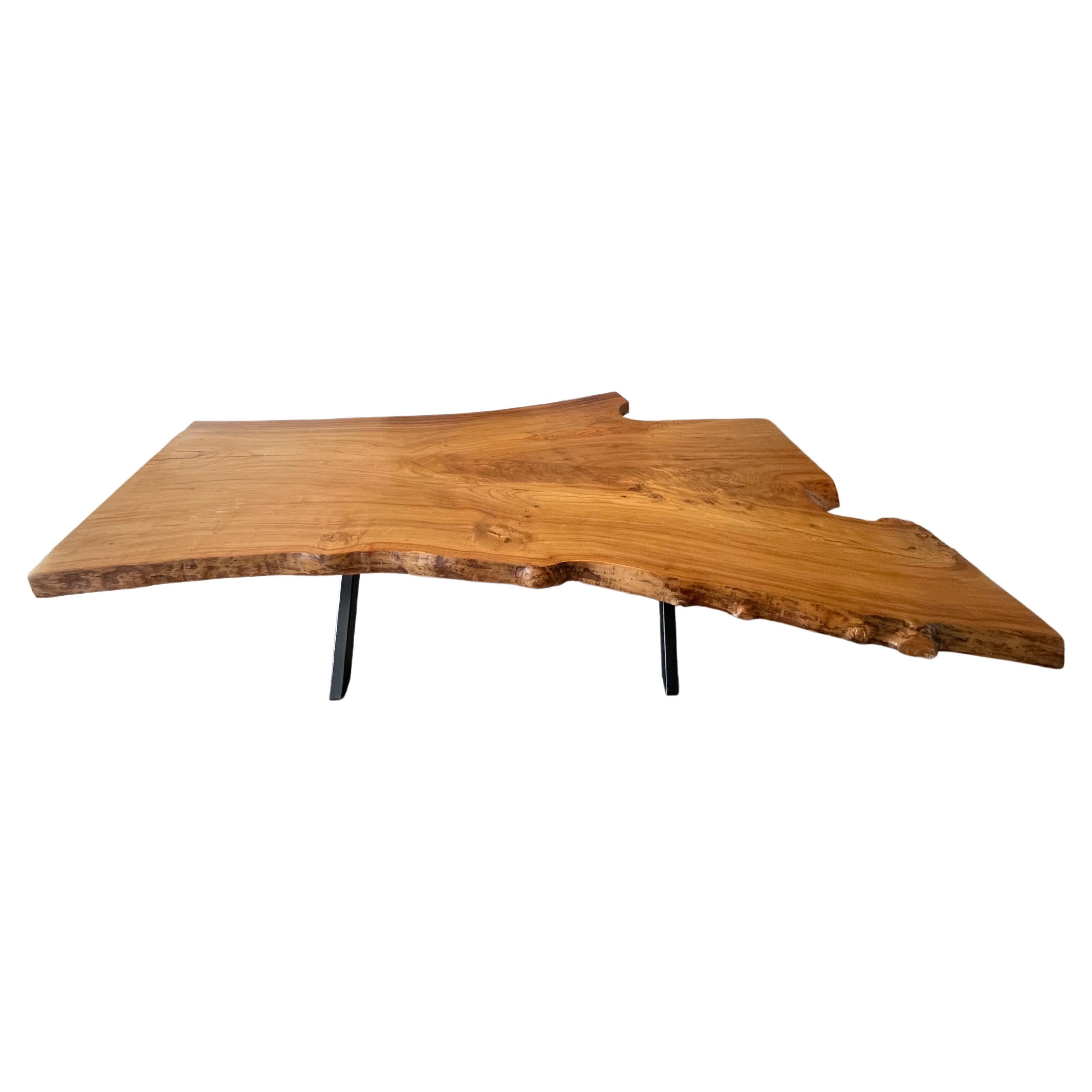 WYETH Original Split Bamboo Dining Table with Ebonized Oak Slab Legs ...