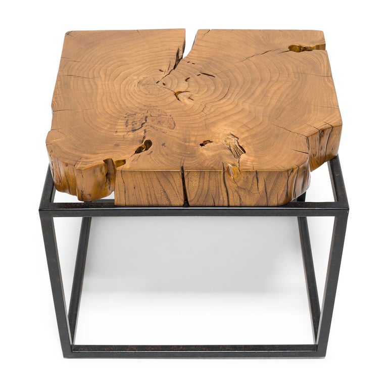 Wood Slab Side Table For Sale at 1stDibs