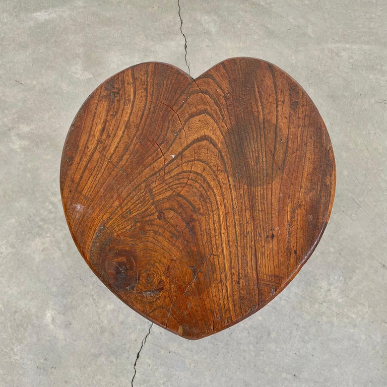Wood Tripod Heart Stool, 1950s France For Sale at 1stDibs