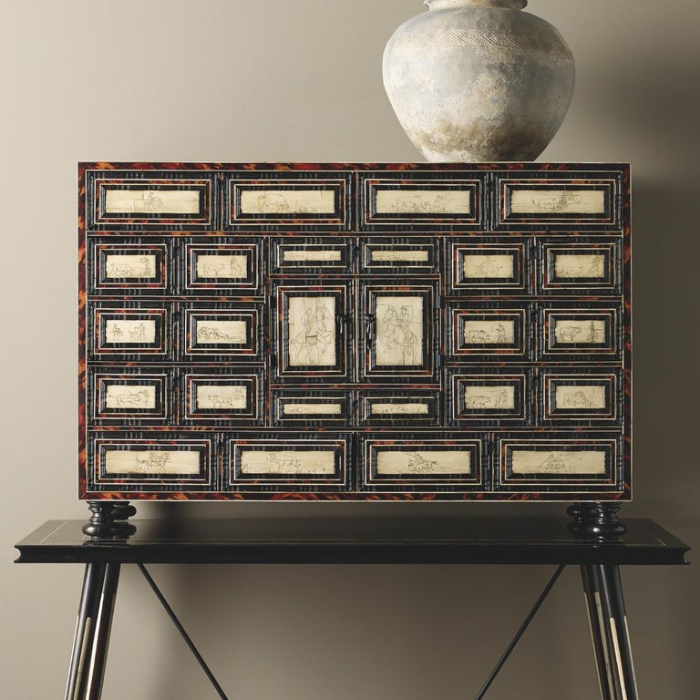 Wood Zaragoza Cabinet with Sgraffito Bullfighting Motifs and Faux ...