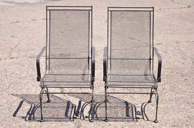 Woodard Bradford Collection Spring High Back Wrought Iron Patio Chairs ...
