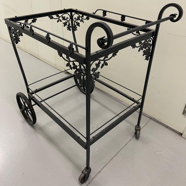 Woodard Orleans Wrought Iron Tea Cart or Bar Cart For Sale at 1stDibs