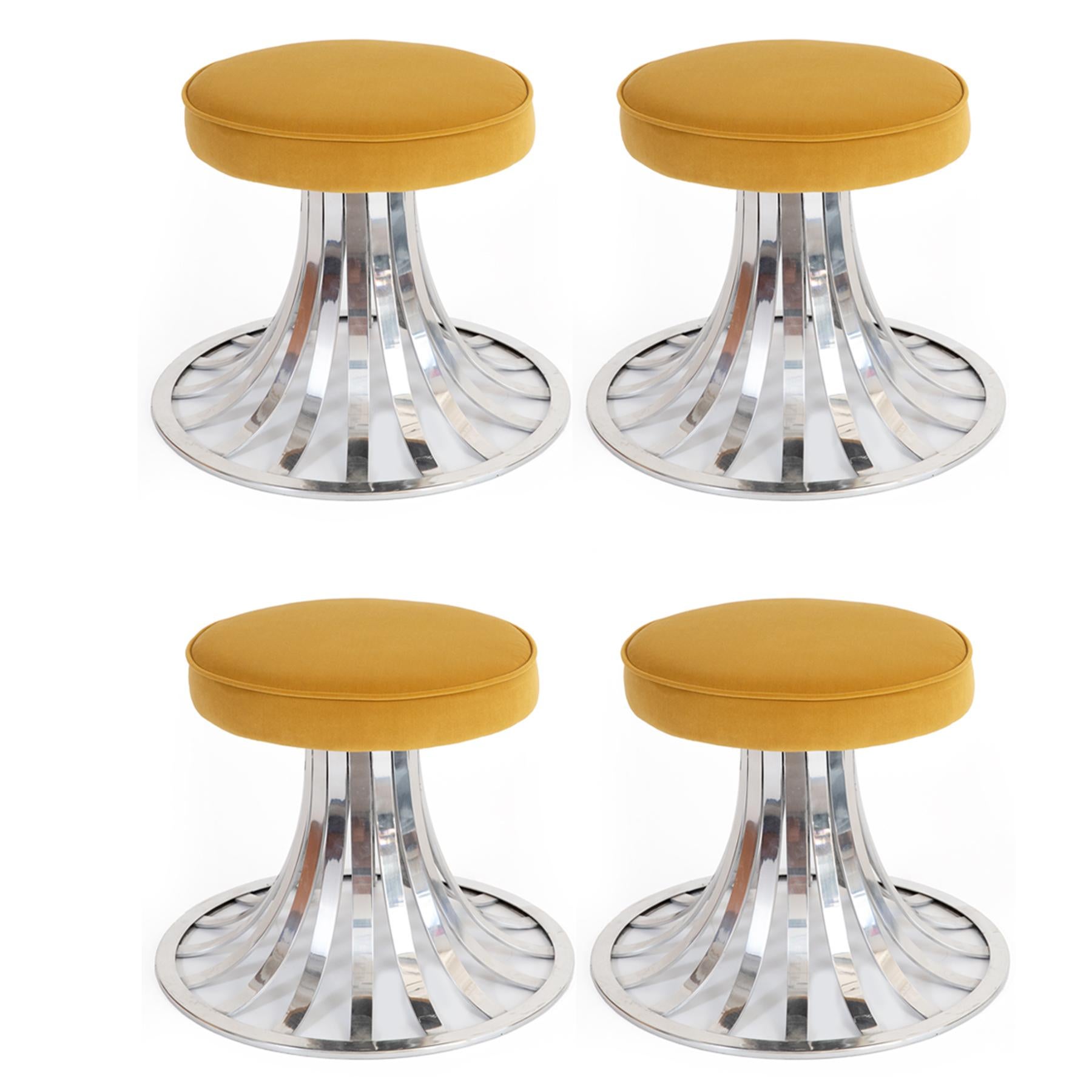Woodard Slatted Aluminum Stools at 1stDibs