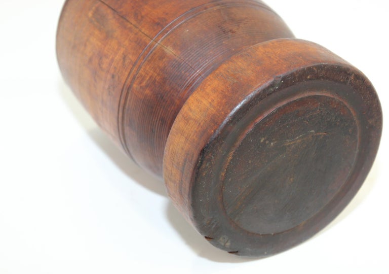 Large Antique Wooden American Mortar and Pestle For Sale at 1stDibs