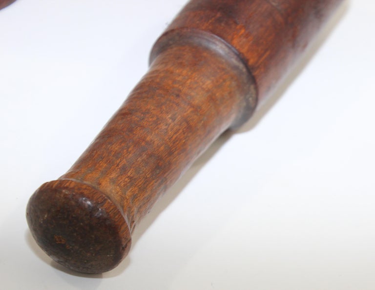 Large Antique Wooden American Mortar and Pestle For Sale at 1stDibs