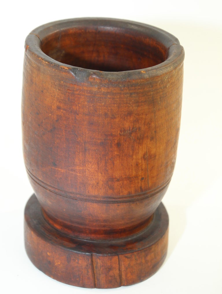 Large Antique Wooden American Mortar and Pestle For Sale at 1stDibs