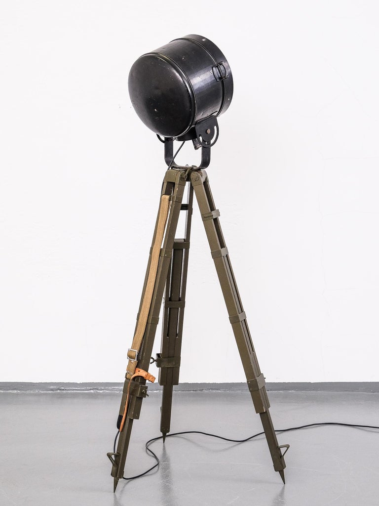 Wooden Army Tripod Black Vintage Industrial Spot Light Floor Lamp at ...