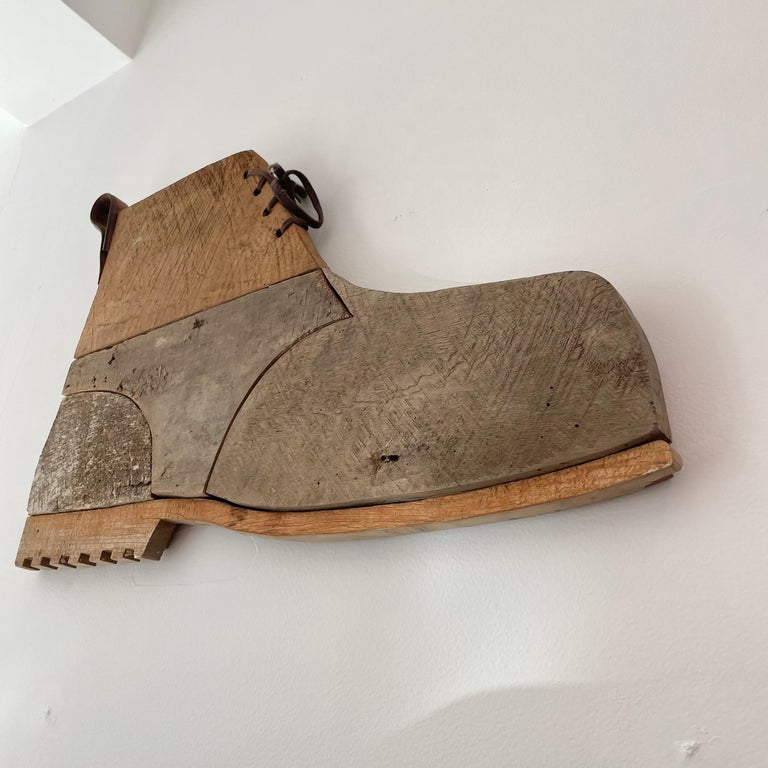 Wooden Boot Folk Art Sculpture For Sale at 1stDibs