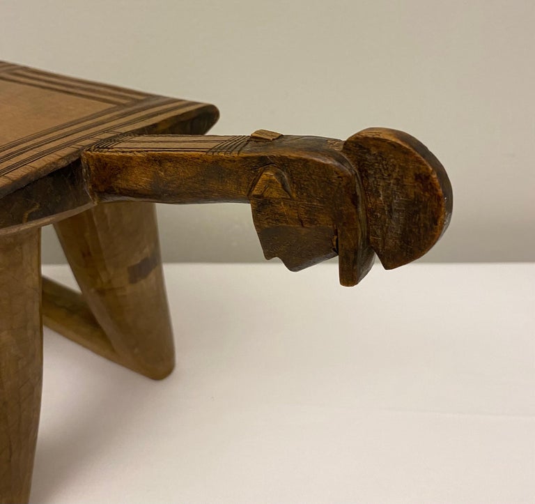 Wooden Carved African Stool, Mid Century in Wabi Sabi Style, 1940s For ...