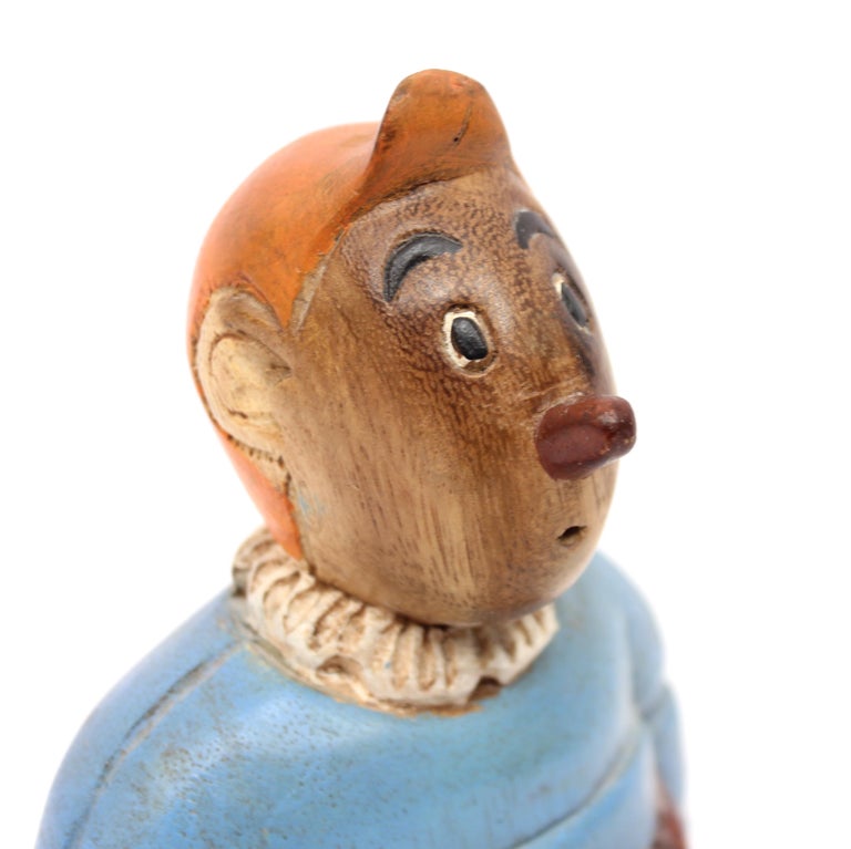 Wooden Carved and Painted Tintin and Milou Figure, Late 20th Century ...