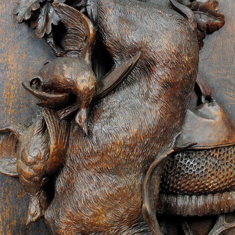 Wooden Carved Black Forest Game Plaque with Stag, Duck and Partridge at ...
