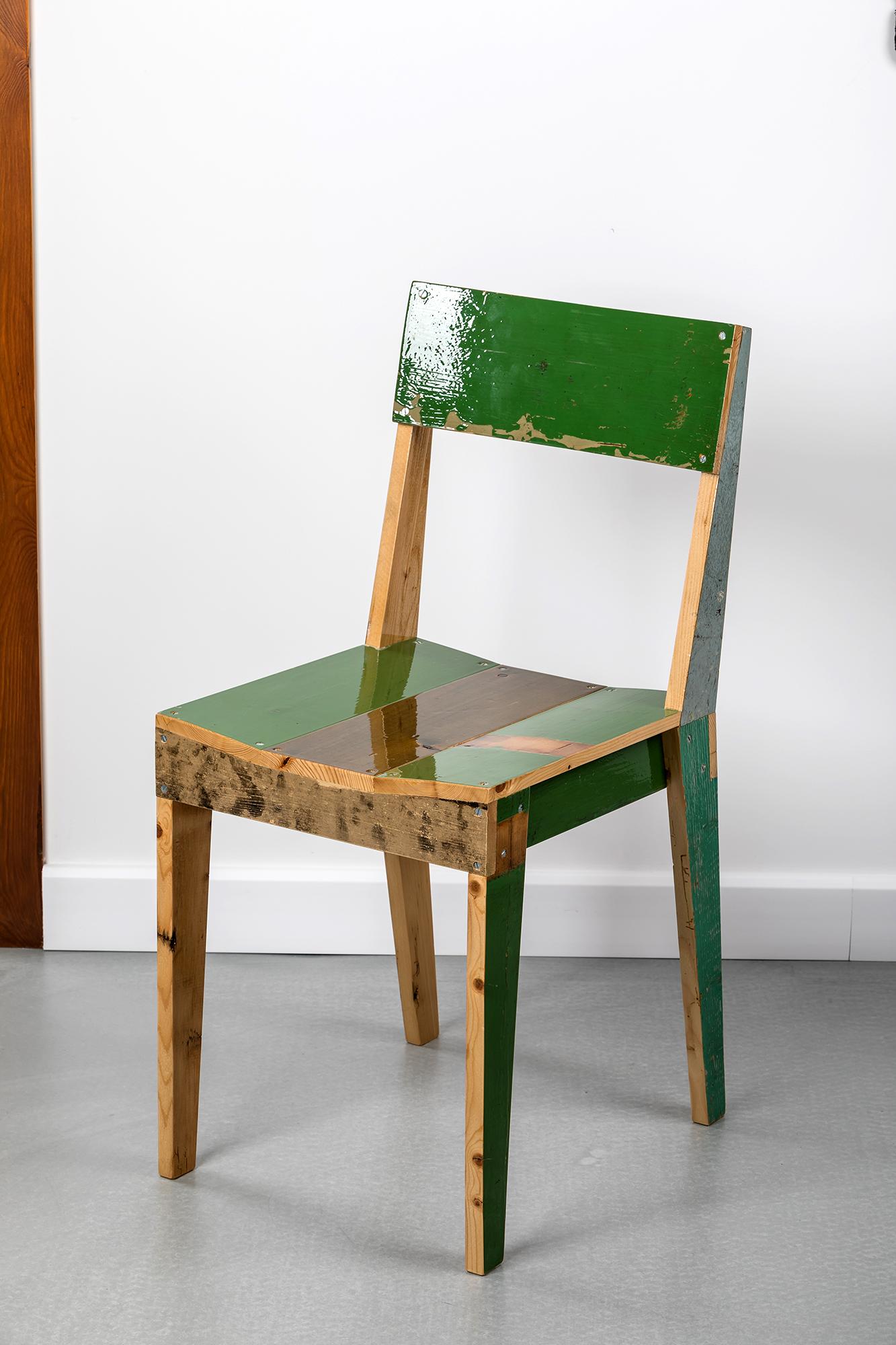 Wooden chair in high gloss lacquer, Oak Chair in Scrapwood by Piet Hein ...