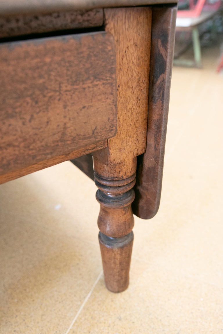 Wooden Coffee Wing Table with Drawers on the Side For Sale at 1stDibs