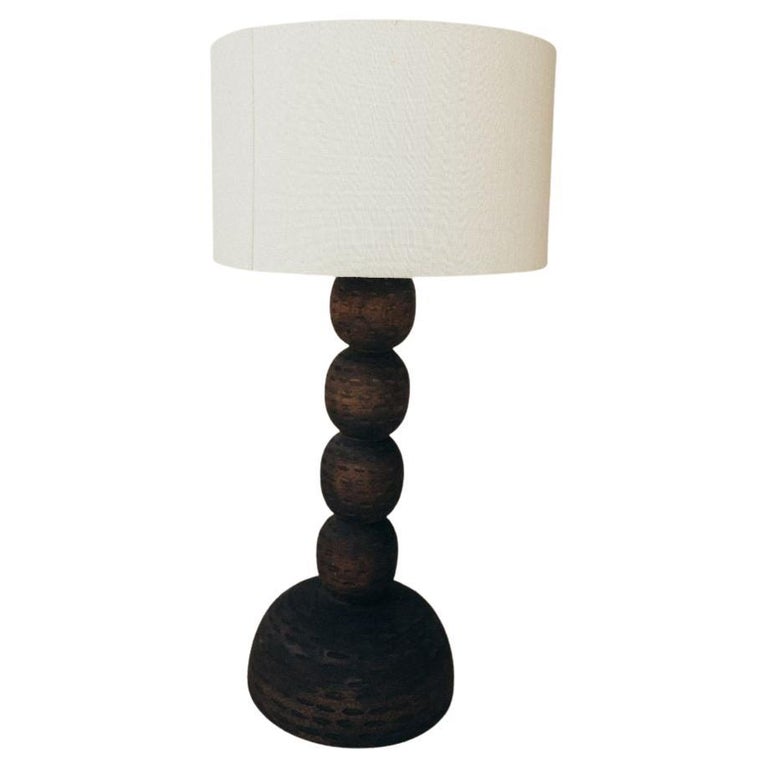 Wooden Desk Lamp Vintage with Linen Shade by Daniel Orozco For Sale at ...