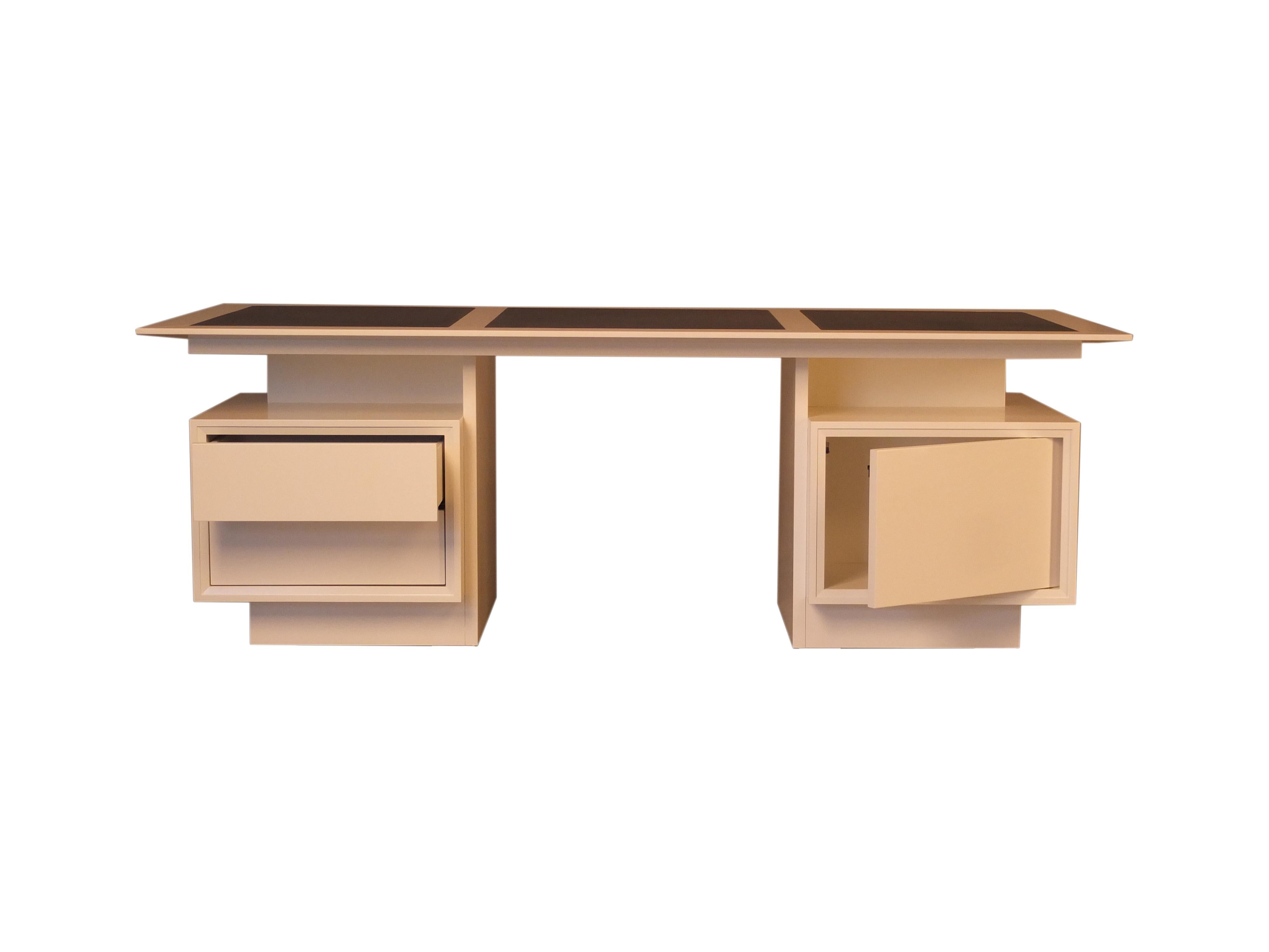 Wooden Desk Made Of Cherry Wood With Leather Top President By Morelato